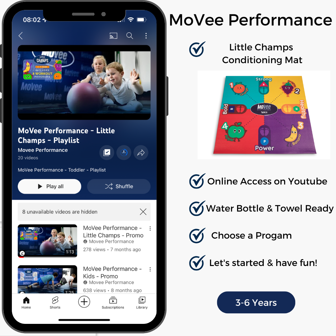 MoVee Performance - Kids Exercise Mat & 8 Online Video Exercise Progra